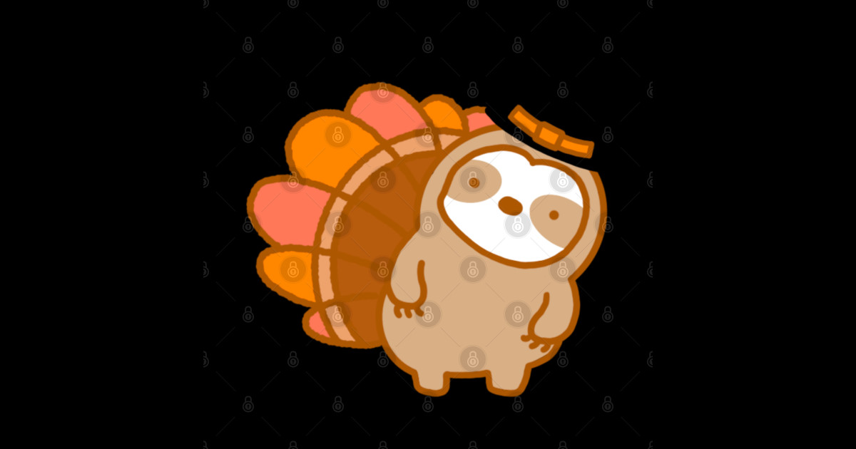 Cute Thanksgiving Turkey Sloth - Sloth - Sticker | TeePublic