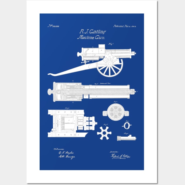 Gatling Gun Patent - 1862 Machine gun - ABpng - Gatling Gun - Posters ...