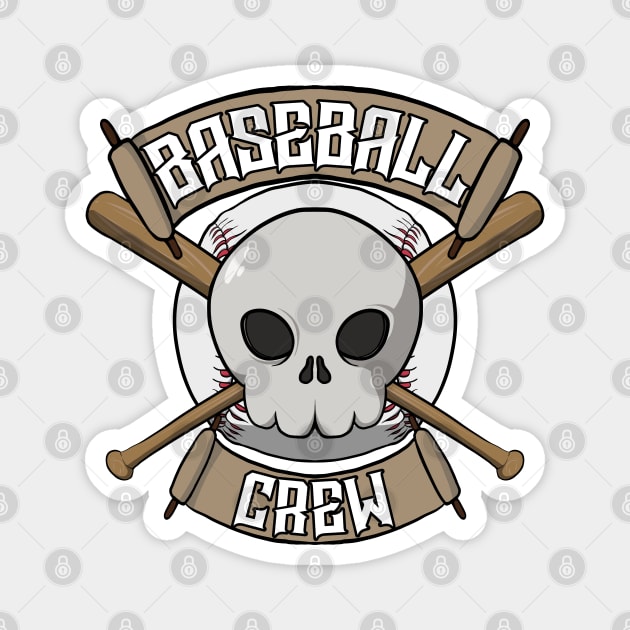 Baseball crew Jolly Roger Pirate flag - Baseball - Magnet | TeePublic