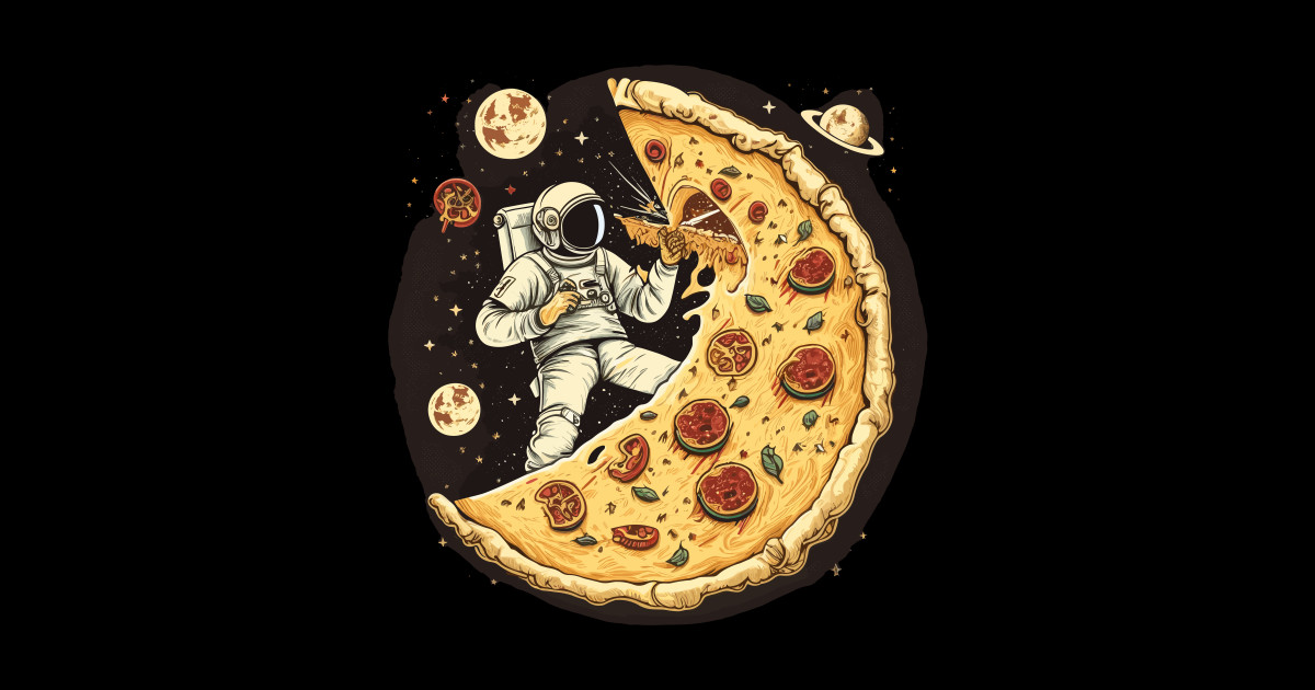 Astronaut with Pizza in Space - Astronaut Pizza - Sticker | TeePublic