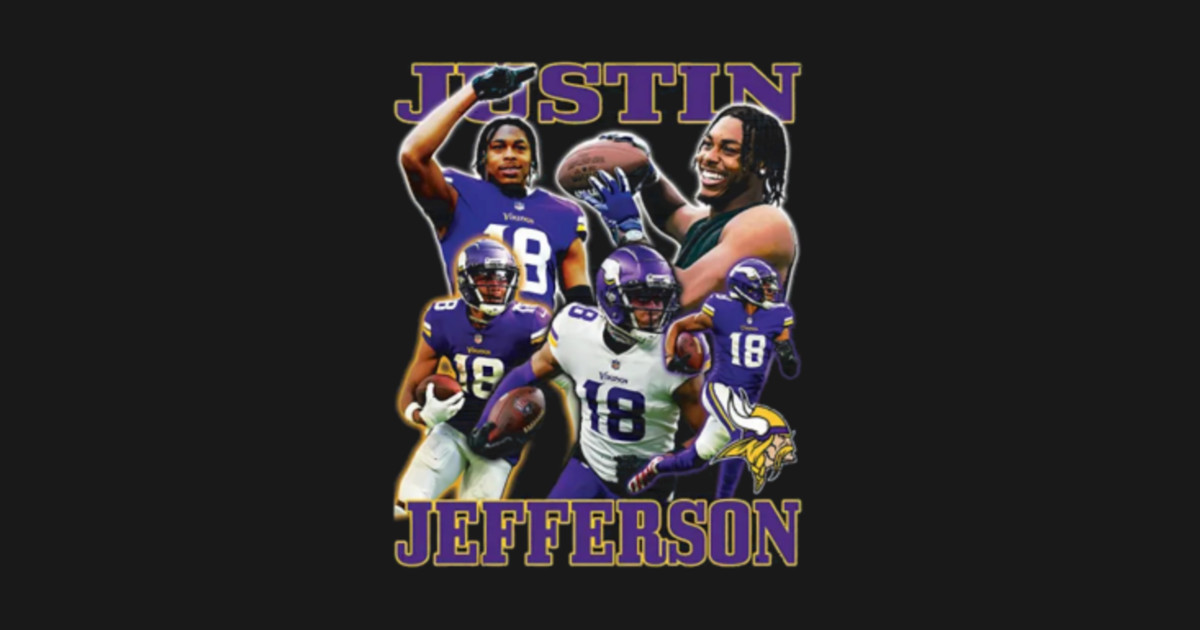 Justin Jefferson Retro Collage - Justin Jefferson - T-Shirt | TeePublic