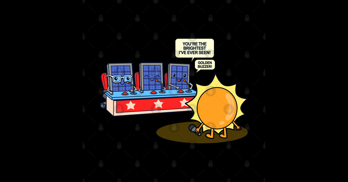 Funny Solar Panel Sun Talent Show Summer Cartoon - Funny - Sticker ...