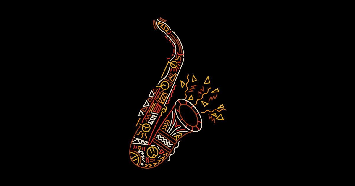 Saxophone Retro Shapes - Saxophone - Sticker | TeePublic