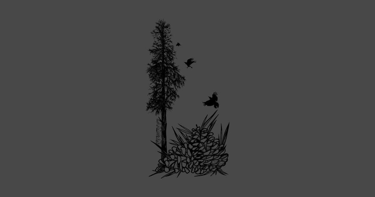 Pacific Northwest tree with crows and pinecones - Pnw - T-Shirt | TeePublic