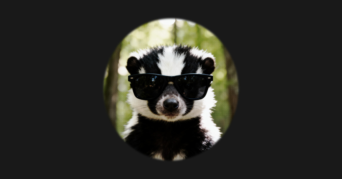Skunk Face with Black Shades on Forest Background - Skunk - T-Shirt ...