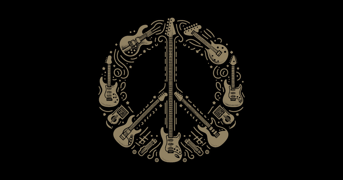 Guitar shaping peace sign rock and roll retro, rock - Peace - Posters ...