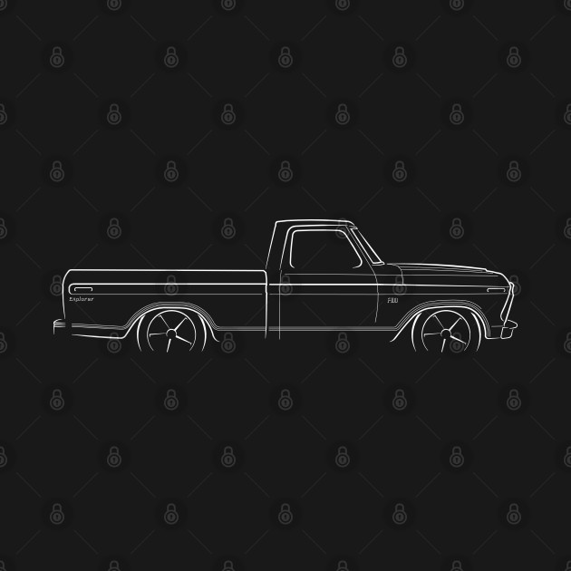 front/profile - 1974 Ford F-100 - stencil, white - Ford F 100 - T-Shirt ...