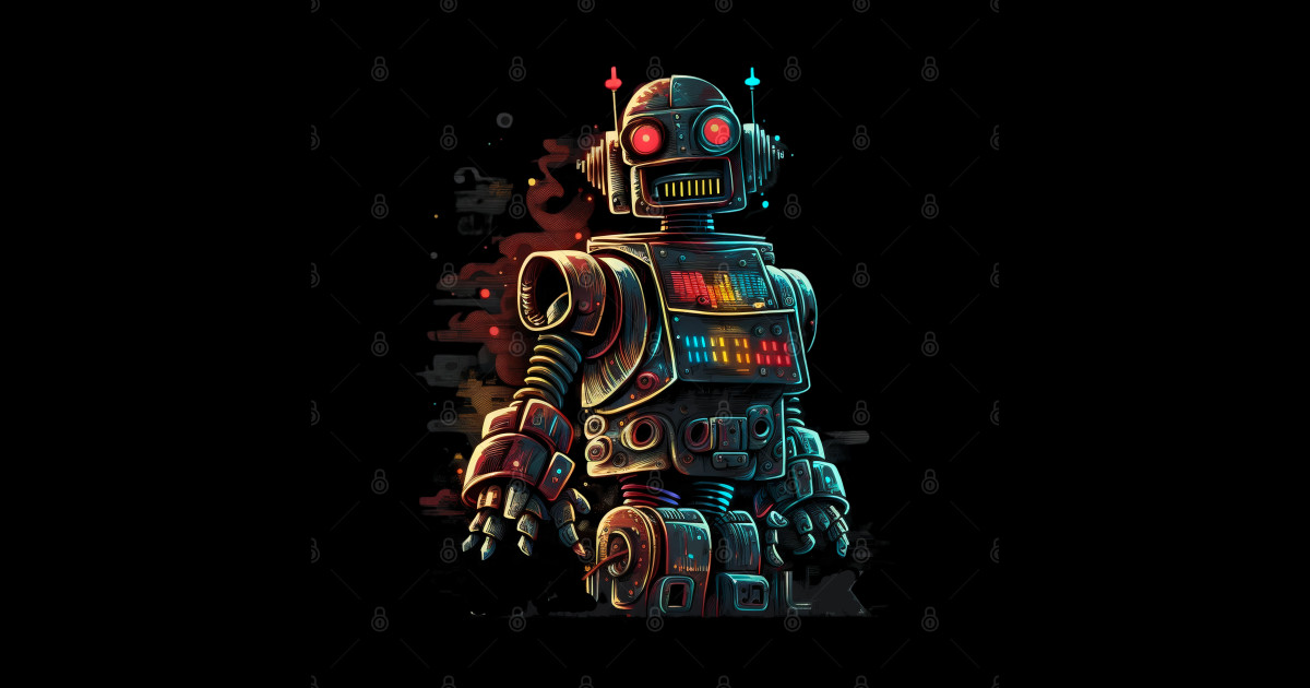 Retro Robotic Engineer Engineering 80s Style - Robotics - Sticker ...