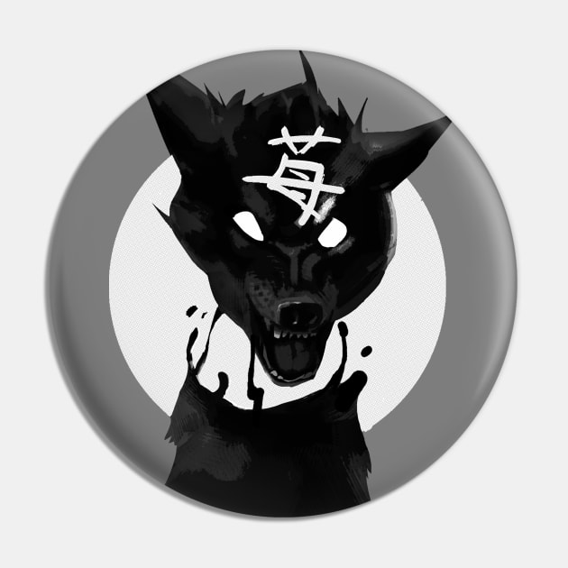 Inugami Japanese Demon Dog Spirit Yokai - Demon Dog - Pin | TeePublic