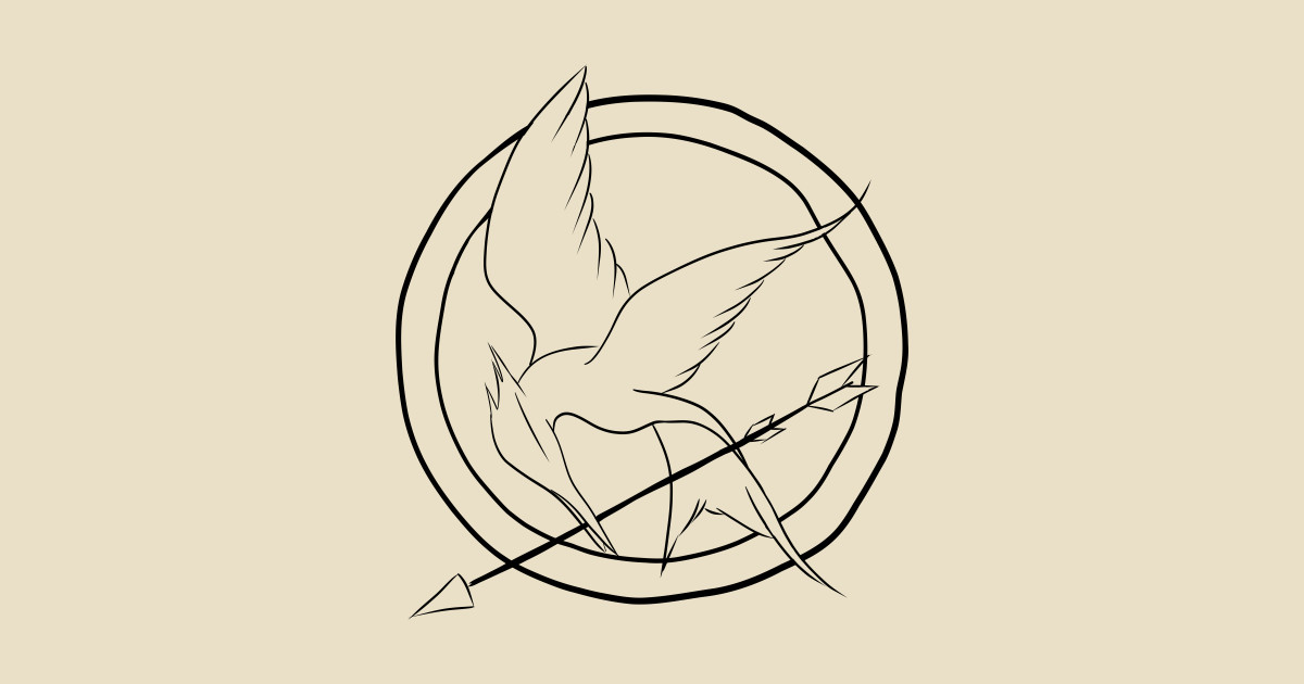 The Hunger Games Mockingjay Pin Line Art - Hunger Games - T-Shirt ...