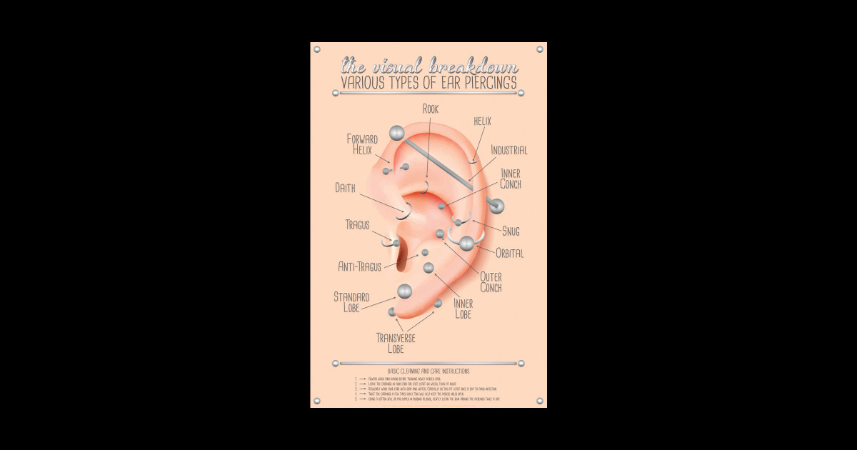 Ear Piercing Infographic Chart - Ear Piercing - Pin | TeePublic