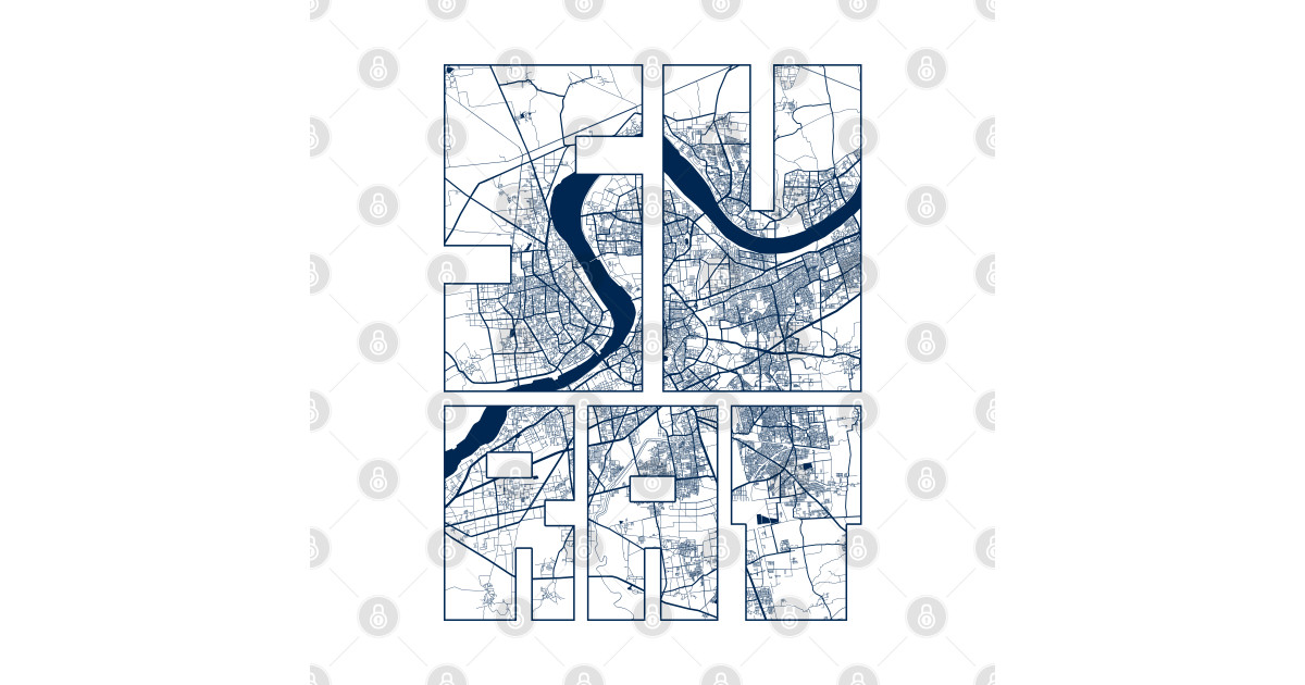 Surat India City Map Typography - Coastal - Surat - T-Shirt | TeePublic