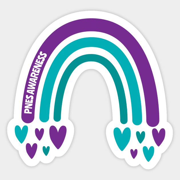 PNES Awareness Rainbow with hearts - Team Tsunami - Sticker | TeePublic