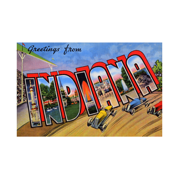 Greetings from Indiana - Vintage Large Letter Postcard - Indy 500 - T ...