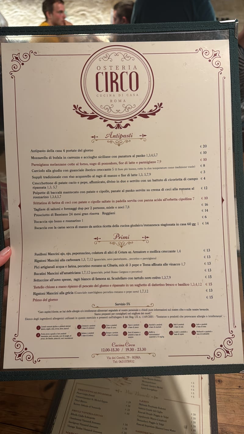 Osteria Circo a Roma - Menu, prezzi, immagini, recensioni e indirizzo ...