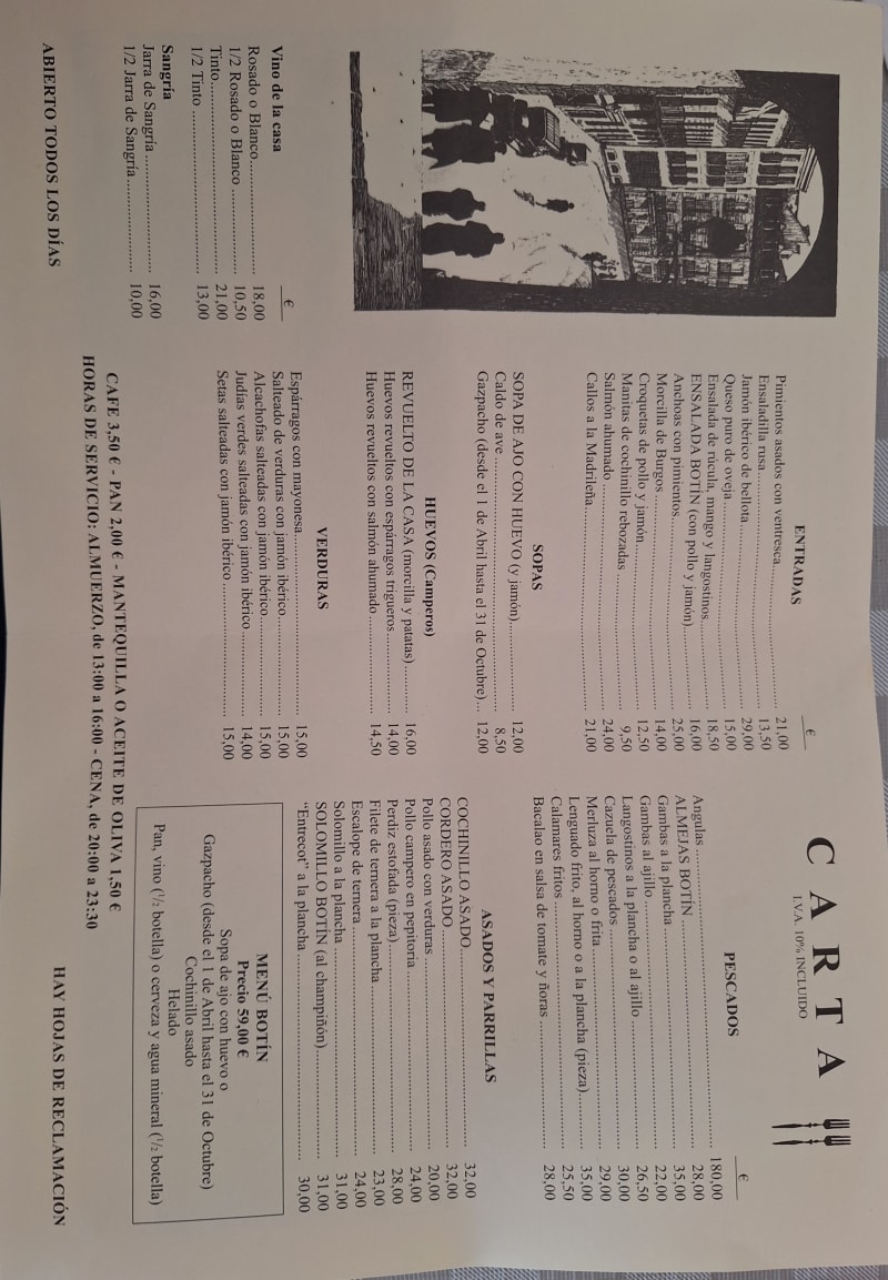 Restaurante Botín en Madrid - Menú 2024, opiniones, precios y reserva ...