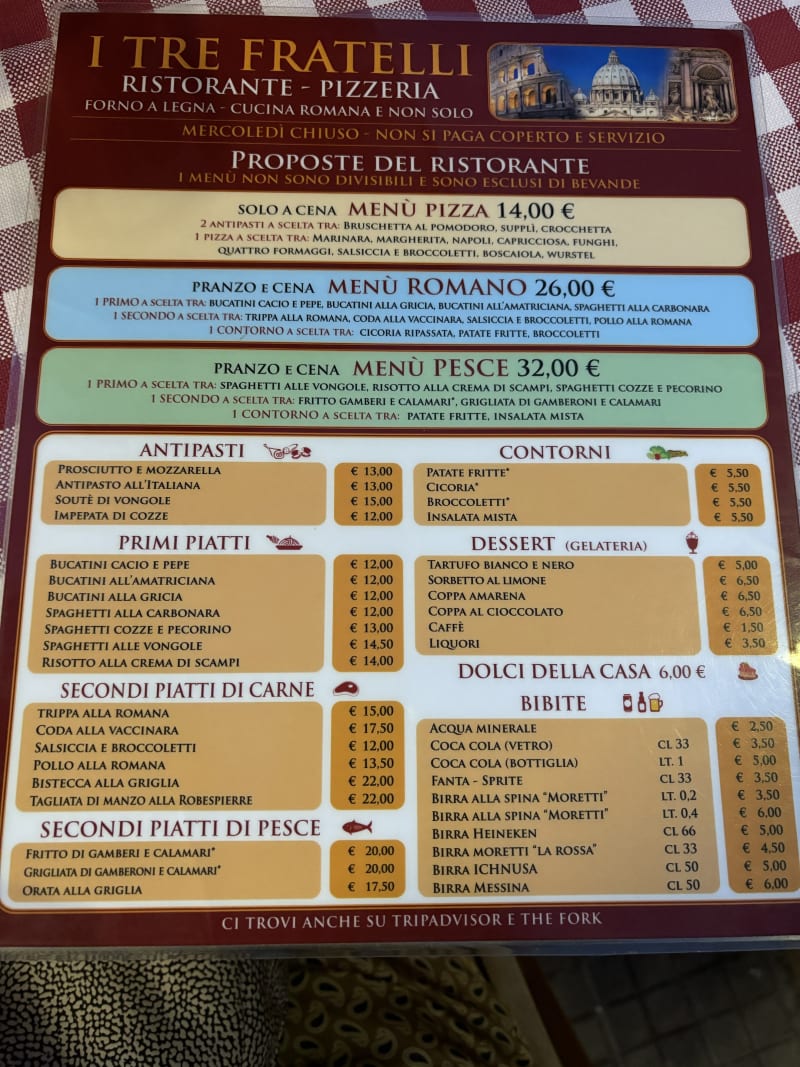 I Tre fratelli a Roma - Menu, prezzi, immagini, recensioni e indirizzo ...