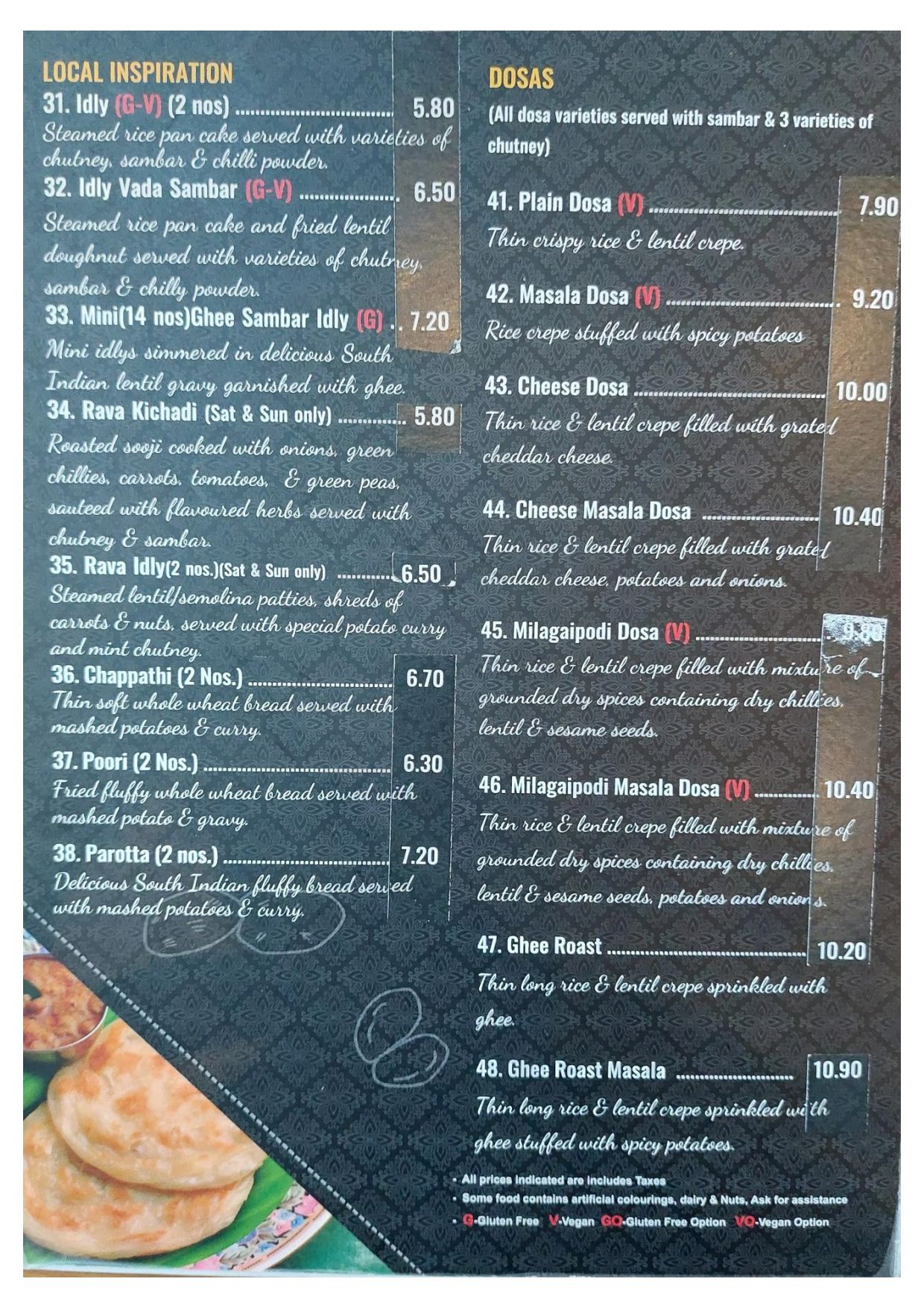 Saravana bhavan menu store