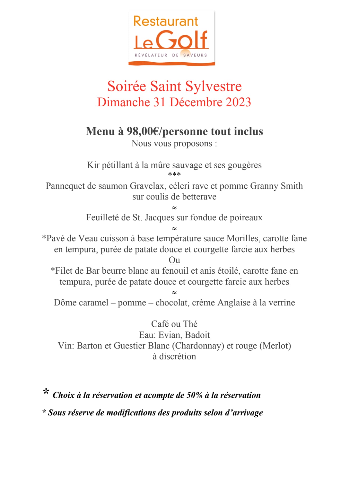 Menu 2024 - Restaurant le Golf in Gonesse | TheFork