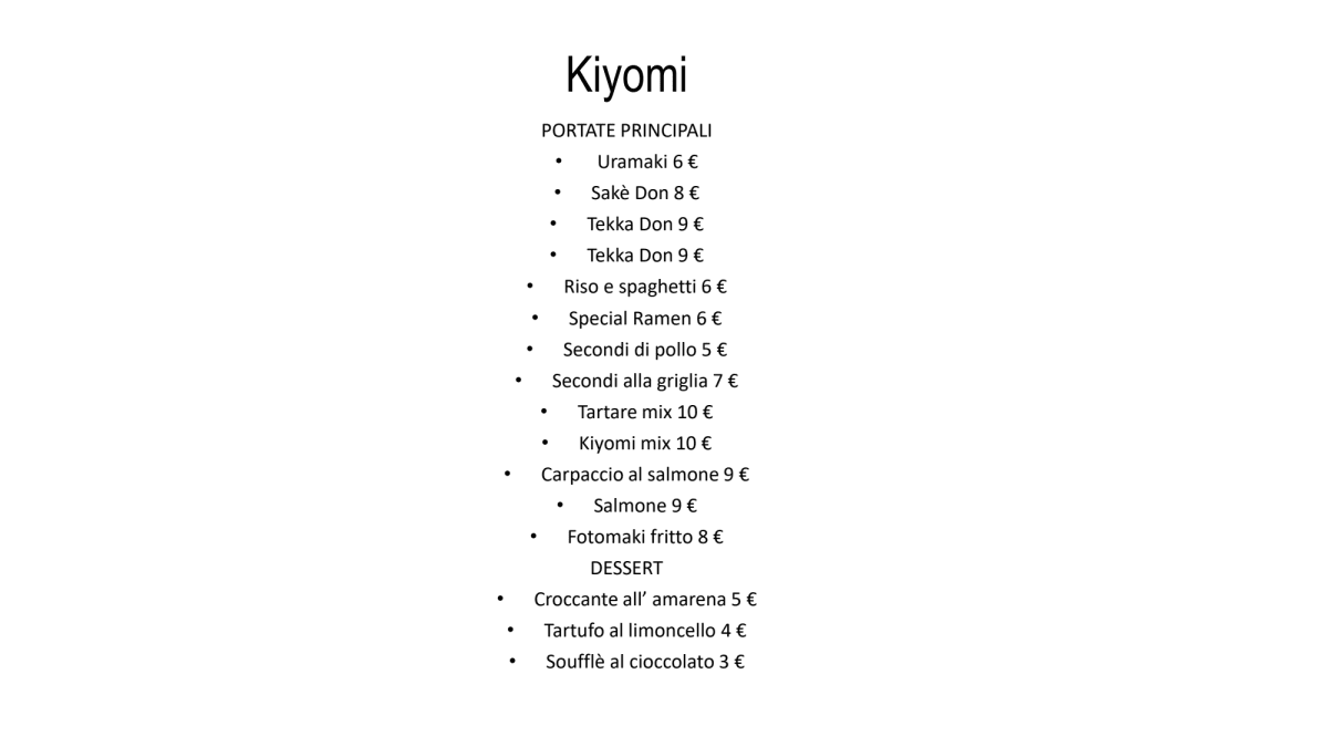 Menu 2024 - kiyomi sushi in Rome | TheFork