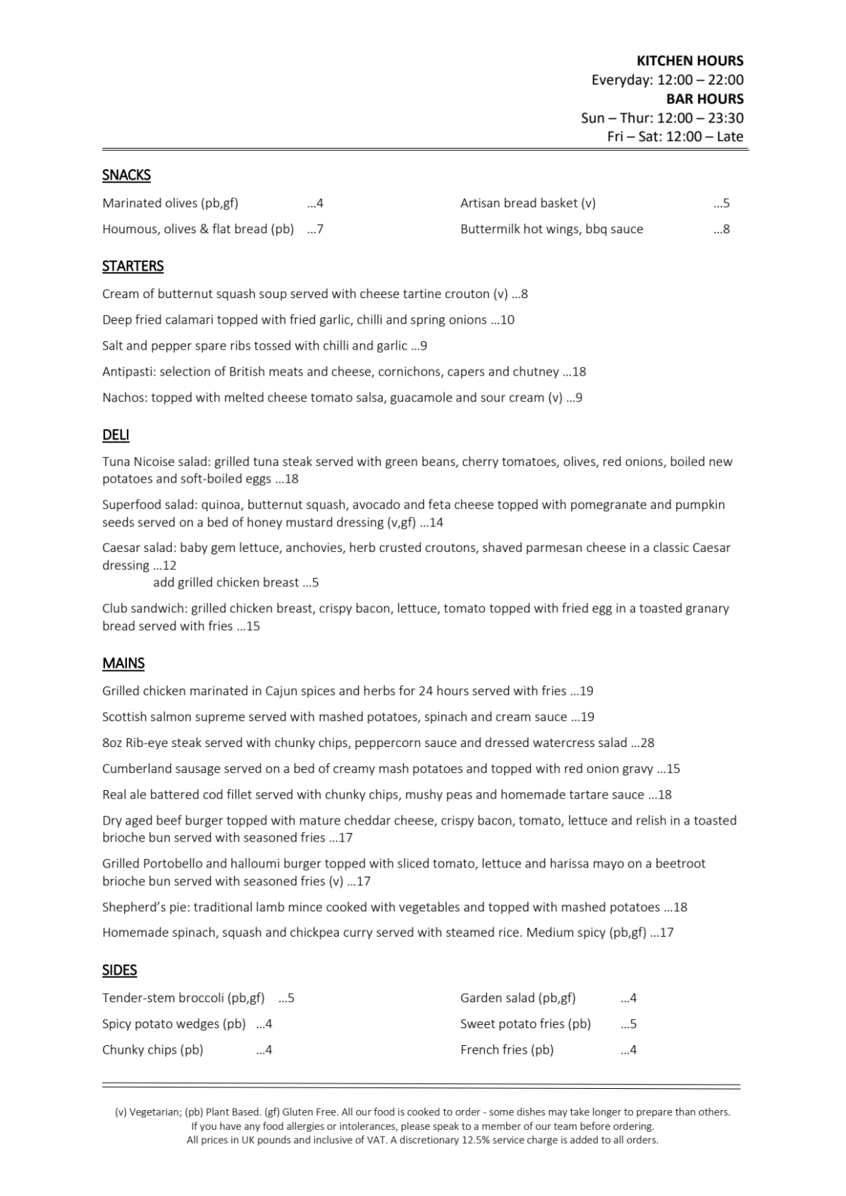 Carte et Menus 2024 - The Brasserie à Londres | TheFork