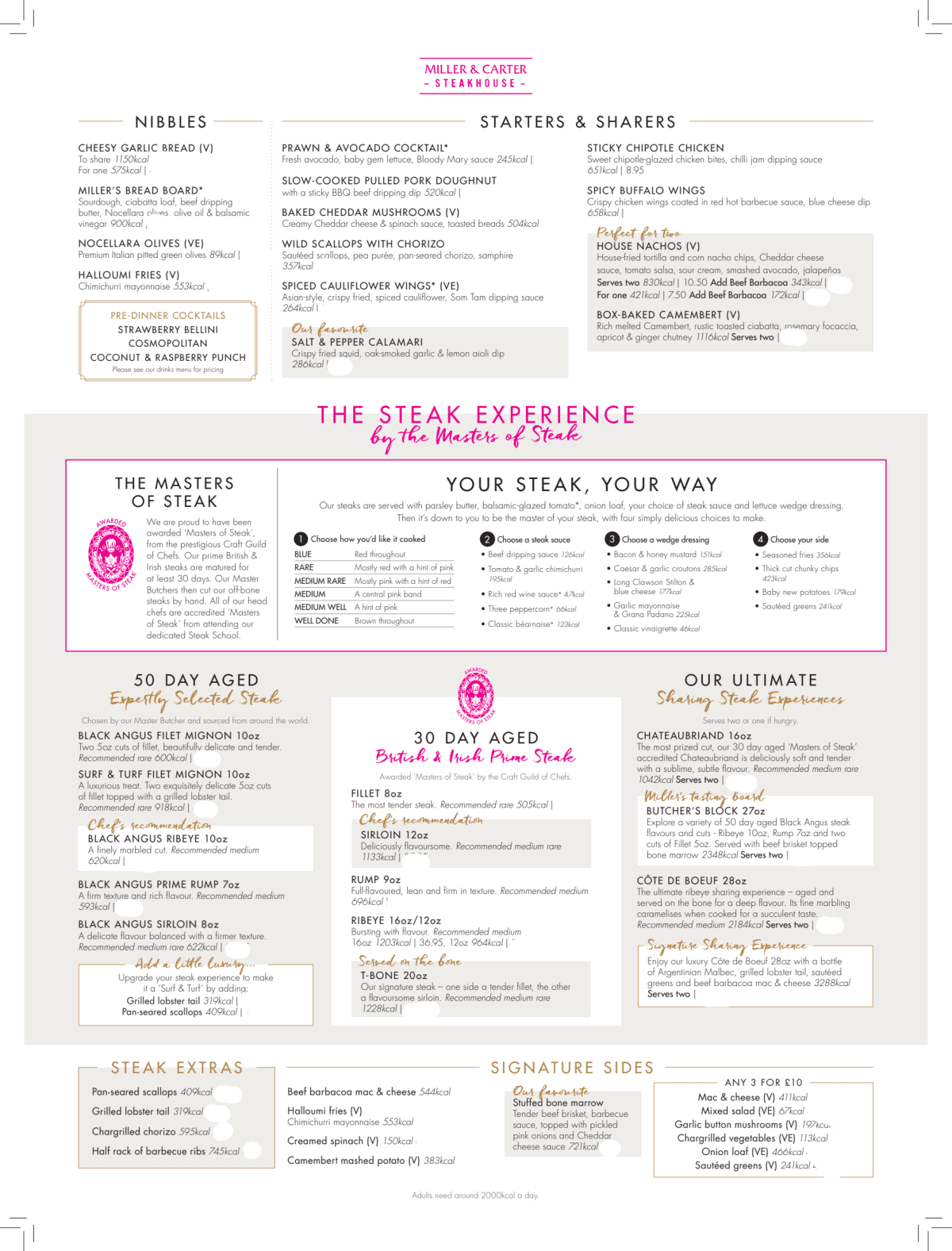 Carte et Menus 2024 - Miller & Carter - Sheffield City Centre à ...