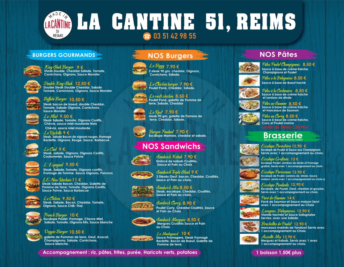 Menu 2024 - La Cantine Reims in Reims | TheFork