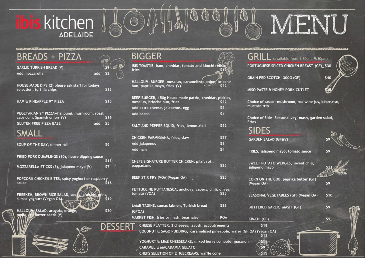 Carte et Menus 2023 - Ibis Kitchen - Adelaide à Adelaide (SA) | TheFork