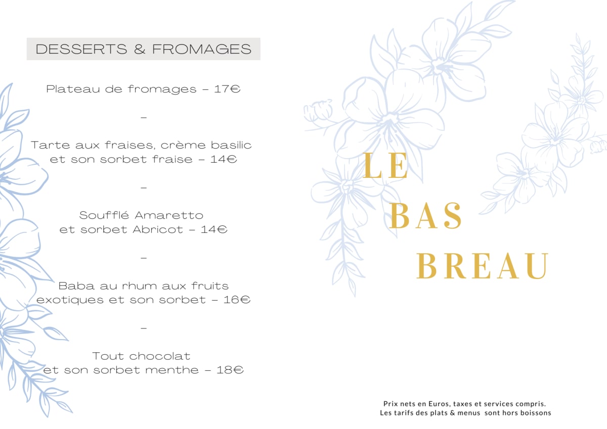 Carte et Menus 2024 - Restaurant de l'Hôtellerie du Bas-Bréau à ...