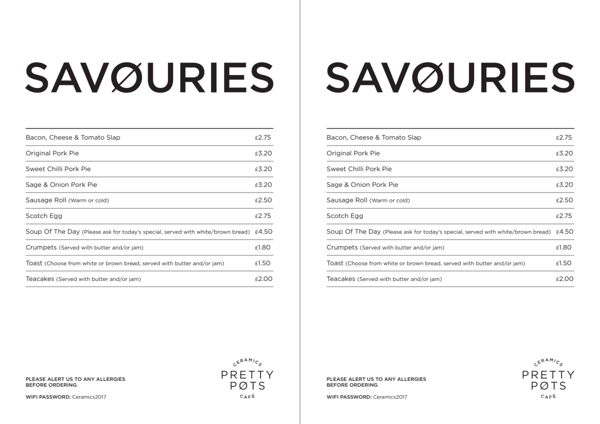 Menù completo e carta 2024 - Pretty Pots a Stafford | TheFork