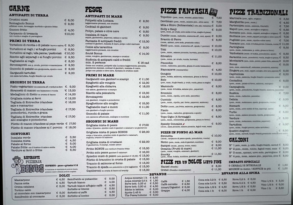 Menù completo e carta 2024 - Bonus a Borgo Tossignano | TheFork