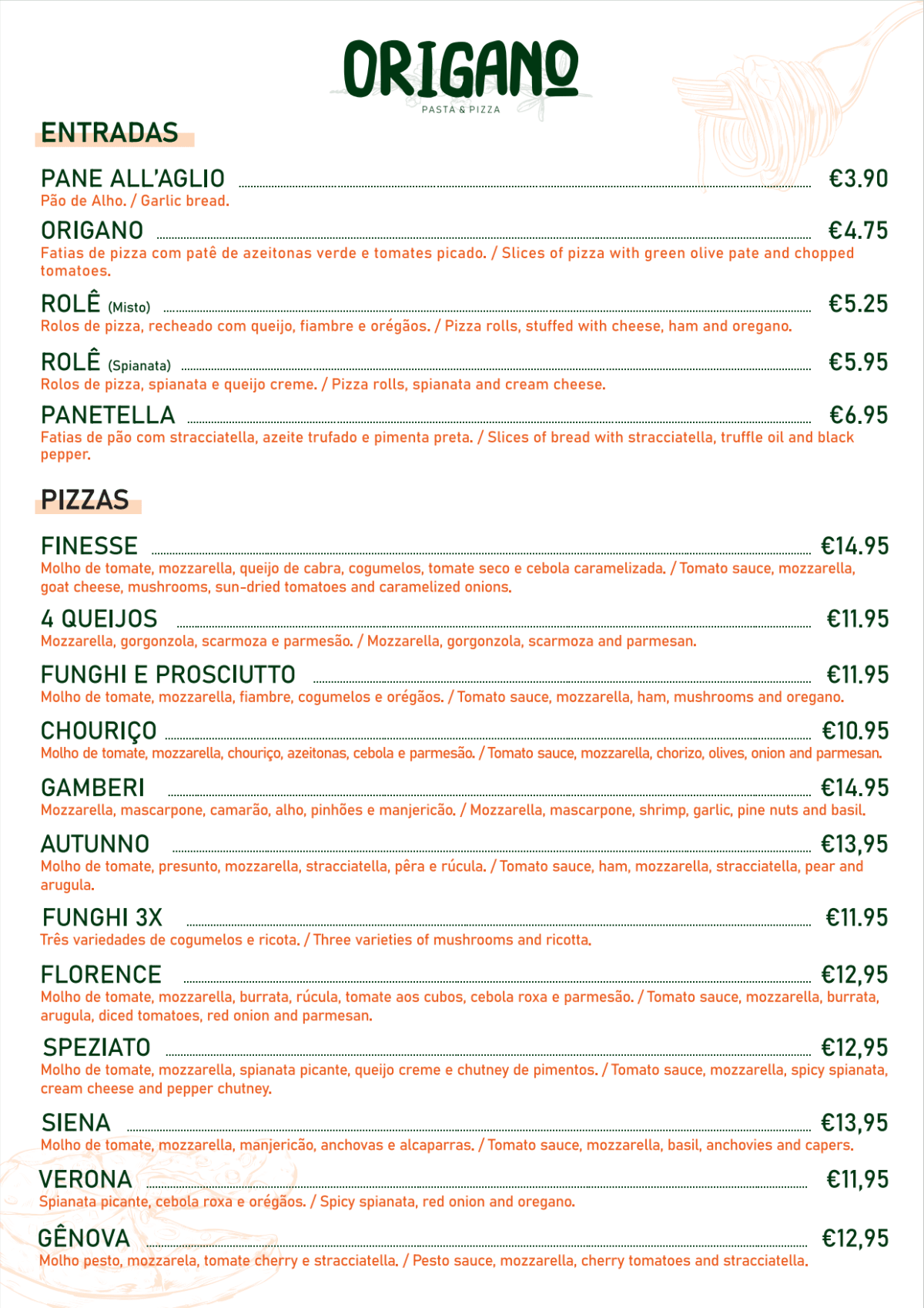 Carte et Menus 2024 - Origano à Oeiras | TheFork