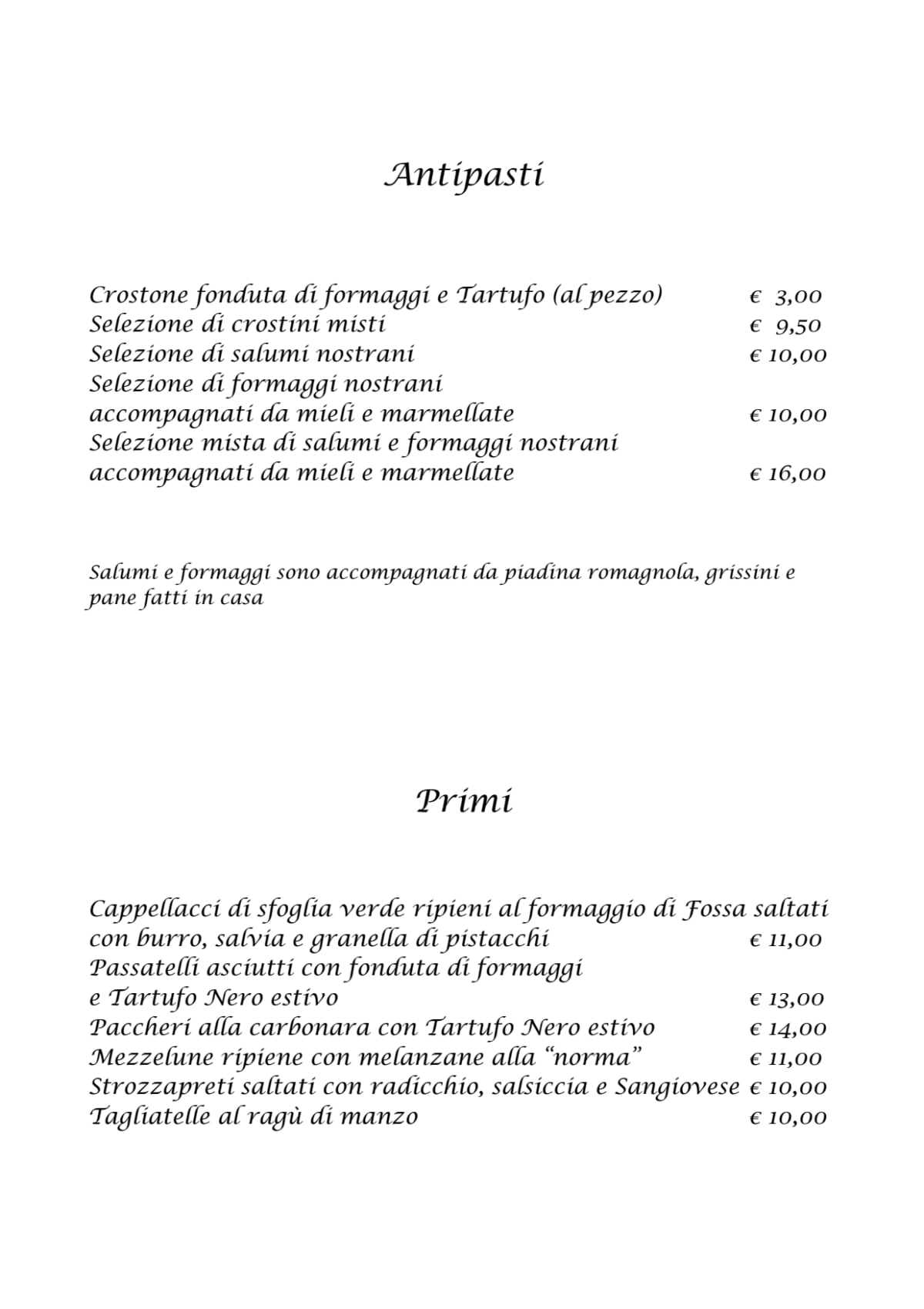 Carte et Menus 2022 - Il Bacio à Gradara | TheFork