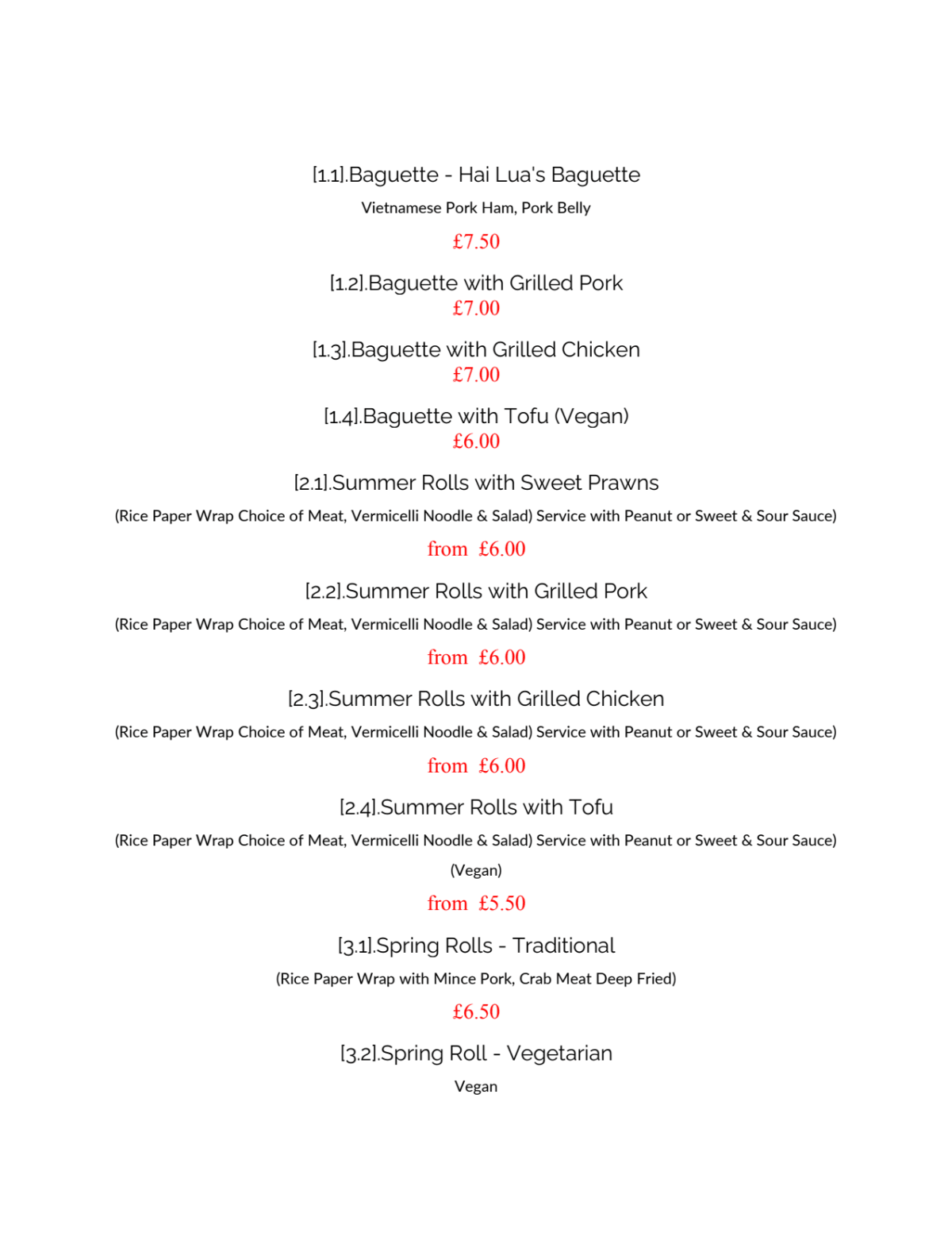 Carte et Menus 2024 - Hai Lua Cafe à Twickenham | TheFork