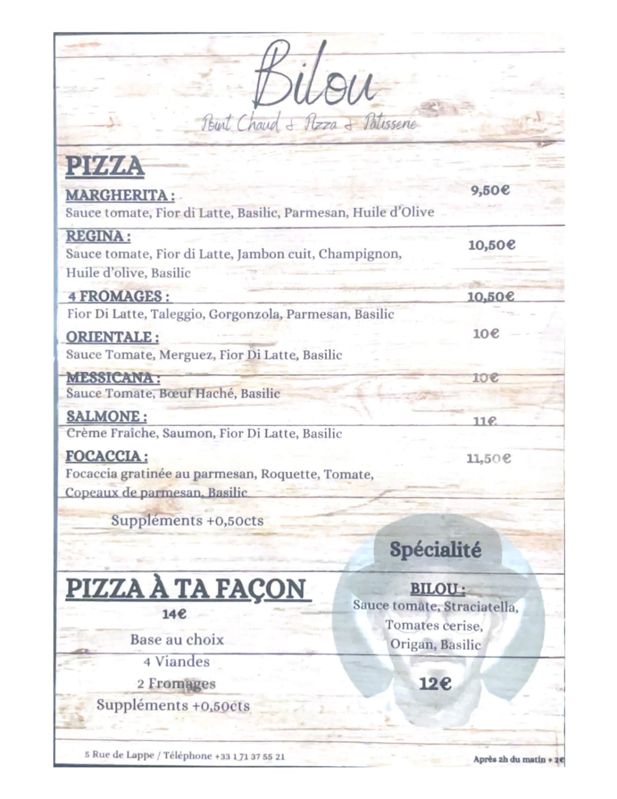 Carta y menù 2024 Actualizados - Bilou en Paris | TheFork