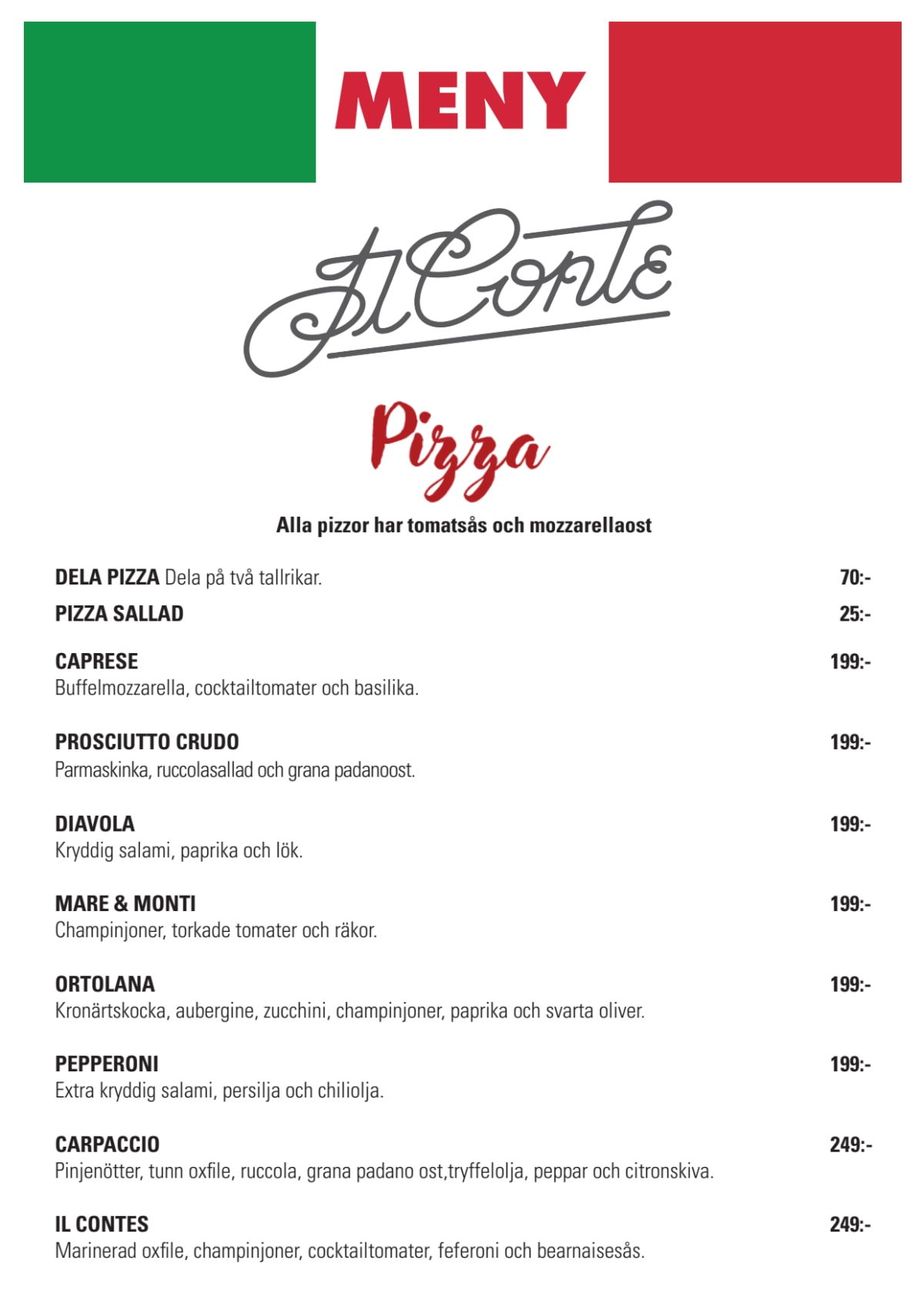 Carte et Menus 2024 - Il Conte à Stockholm | TheFork