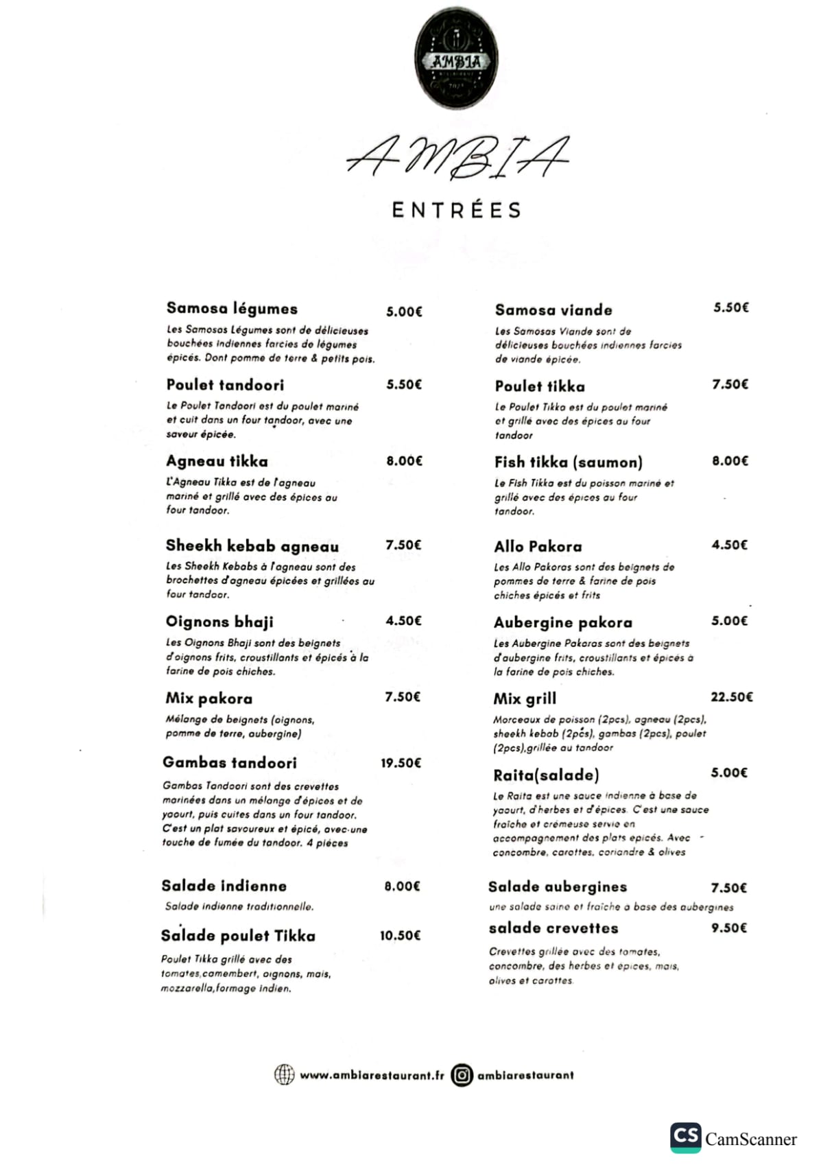 Menù completo e carta 2024 - Ambia restaurant a Puteaux | TheFork