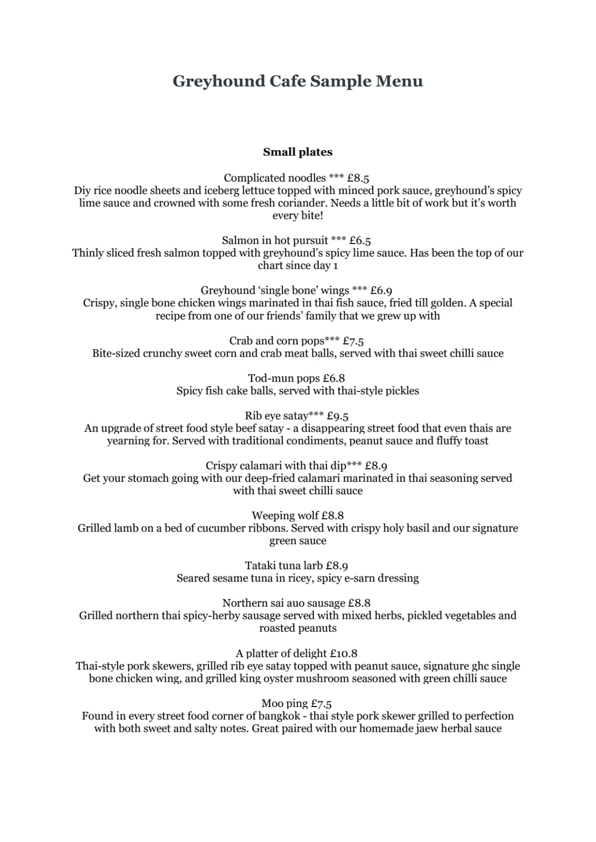 Menus 2022 - Greyhound Cafe in London | TheFork