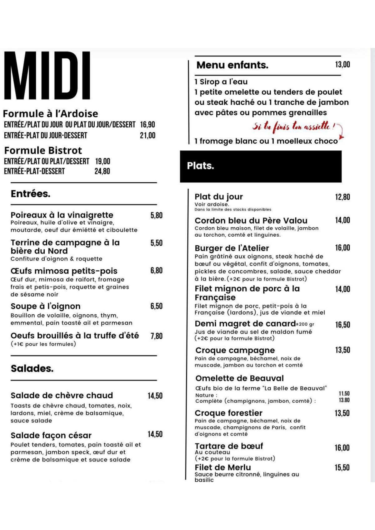 Carte et Menus 2024 - Atelier 17 à Rouen | TheFork