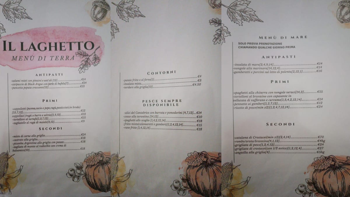Menus 2024 - Il Laghetto in Gualdo | TheFork