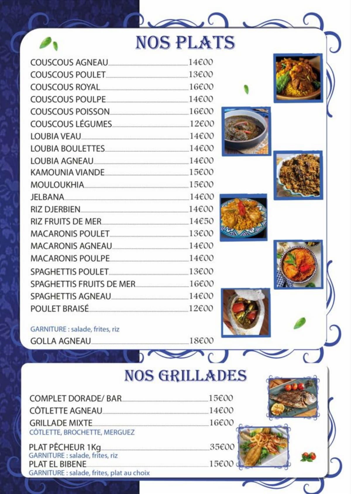 Menus 2024 - Tunisien el Bibene in Bagneux | TheFork