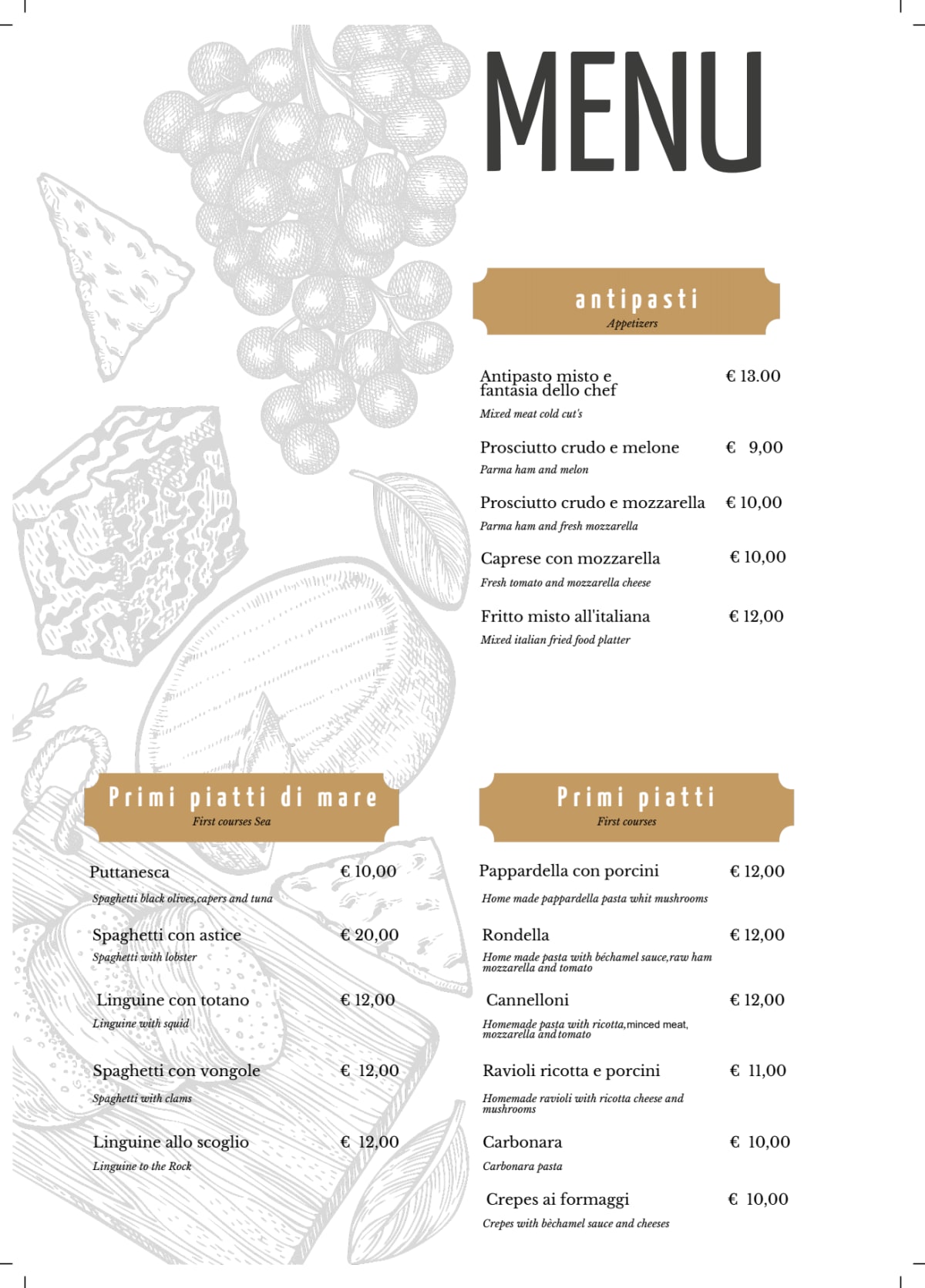 Carte et Menus 2024 - Picchio Rosso à Pianillo | TheFork