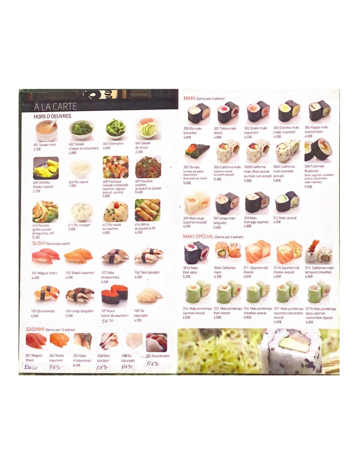 Carte et Menus 2024 - Canal Sushi à Paris | TheFork
