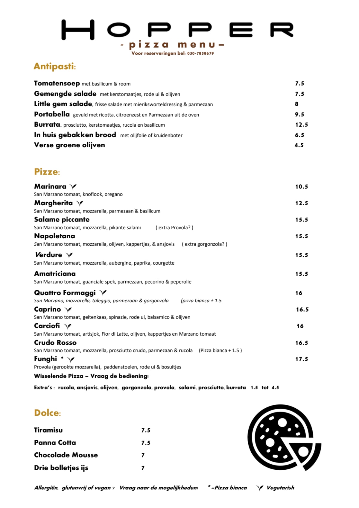 Menu 2024 - Hopper Zeist in Zeist | TheFork