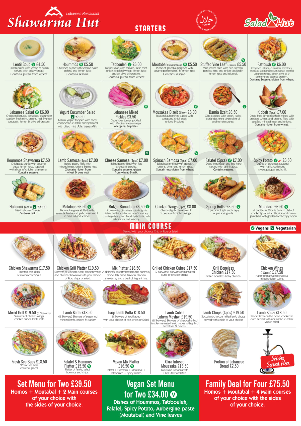 Carte et Menus 2024 - Shawarma Hut à Londres | TheFork