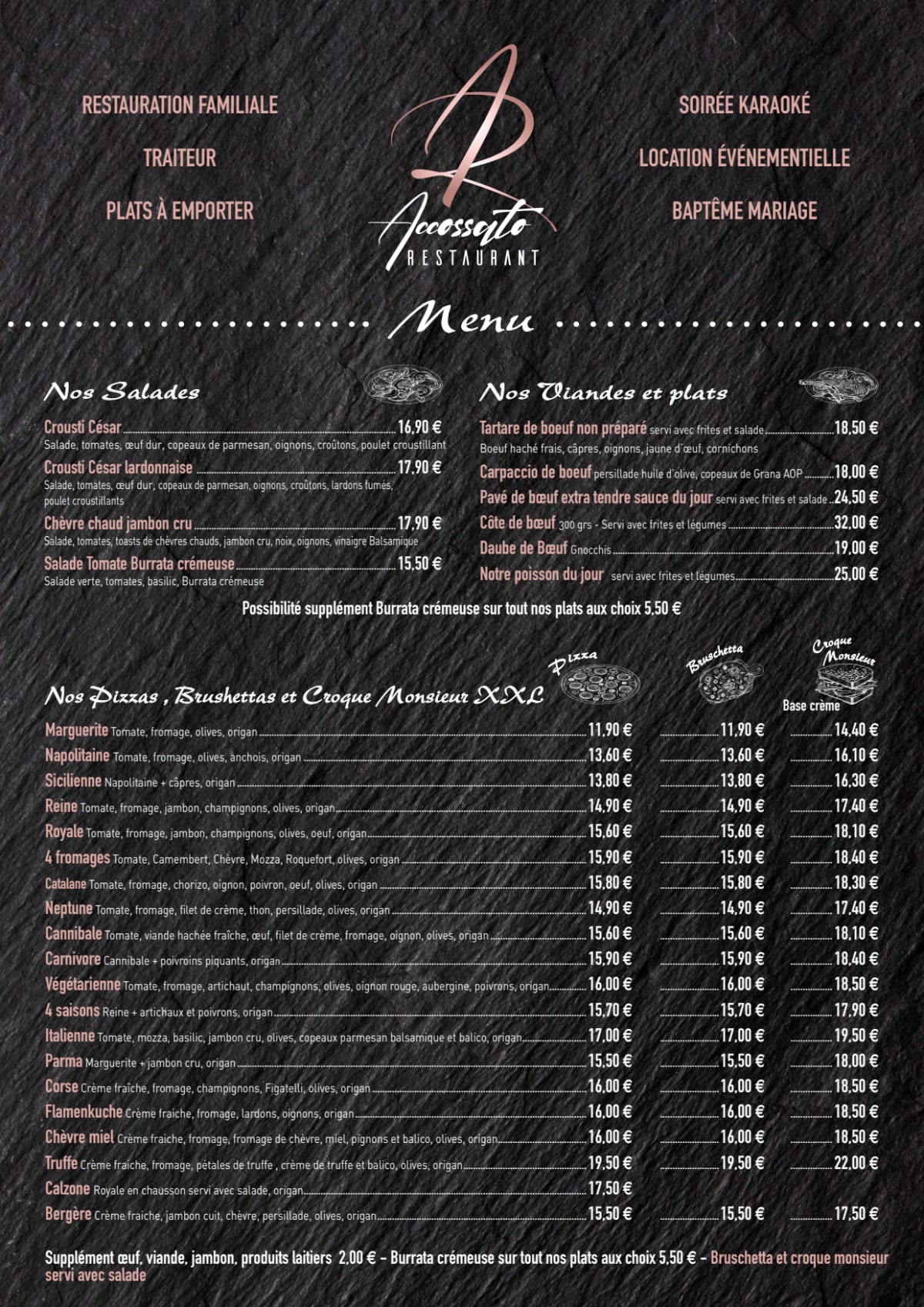 Carte et Menus 2024 - Accossato à La Trinité | TheFork