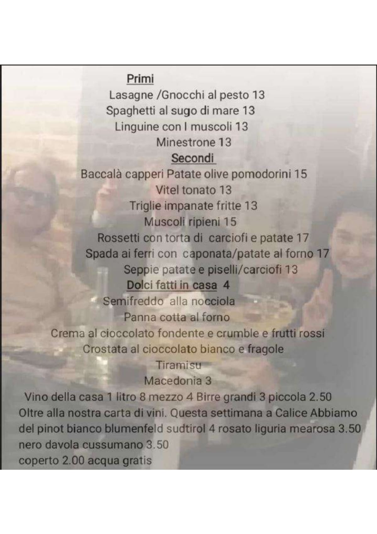 Menu 2024 - Osteria maria in Genoa | TheFork