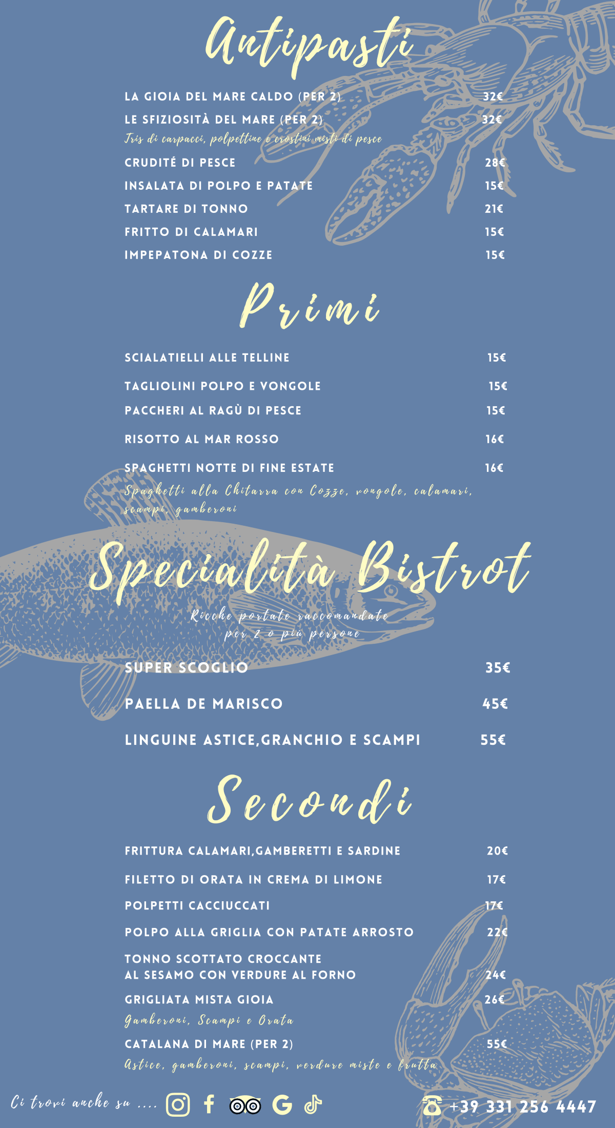 Menù completo e carta 2024 - La Gioia del mare Bistrot di Pesce a ...