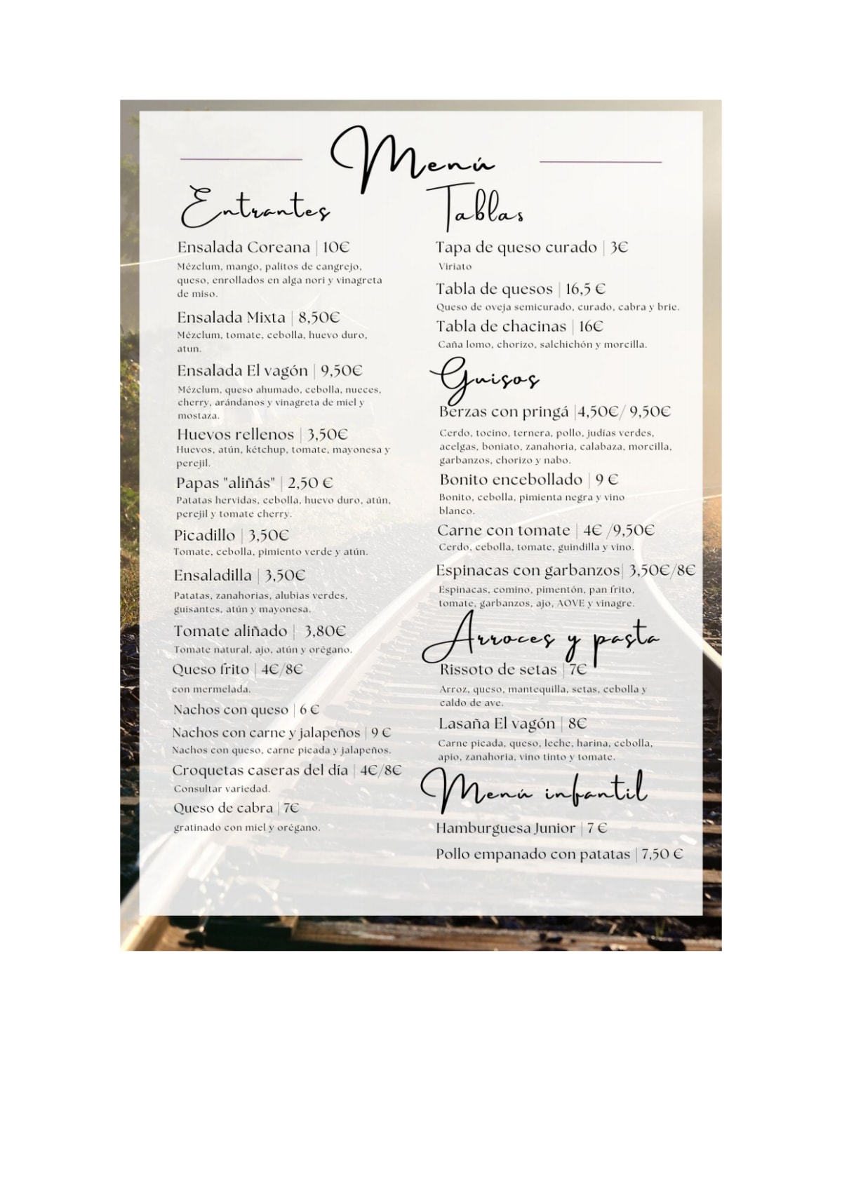 Menus 2024 - El Vagón in Sevilla | TheFork