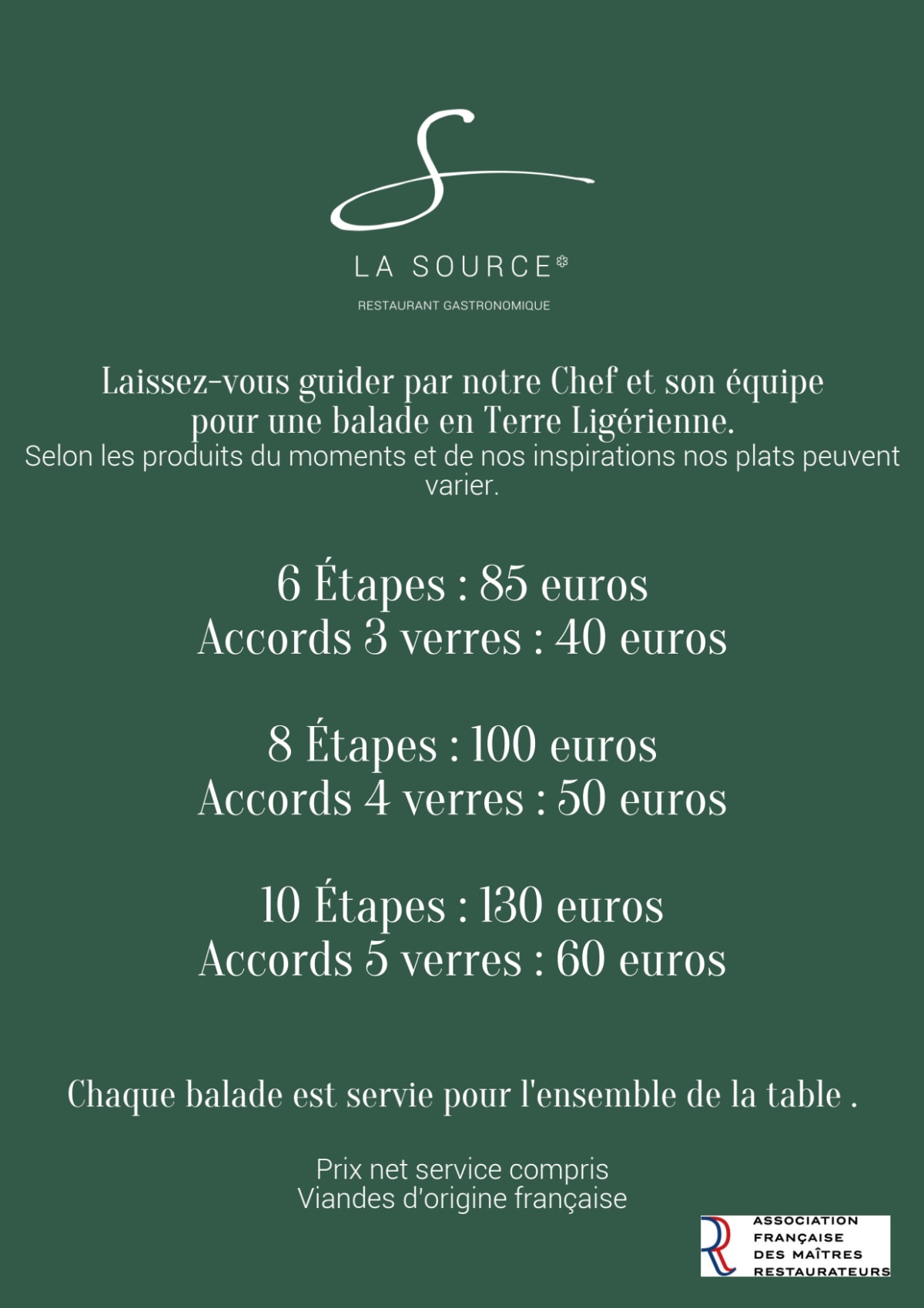 Menu 2024 - La Source em Saint-Galmier | TheFork